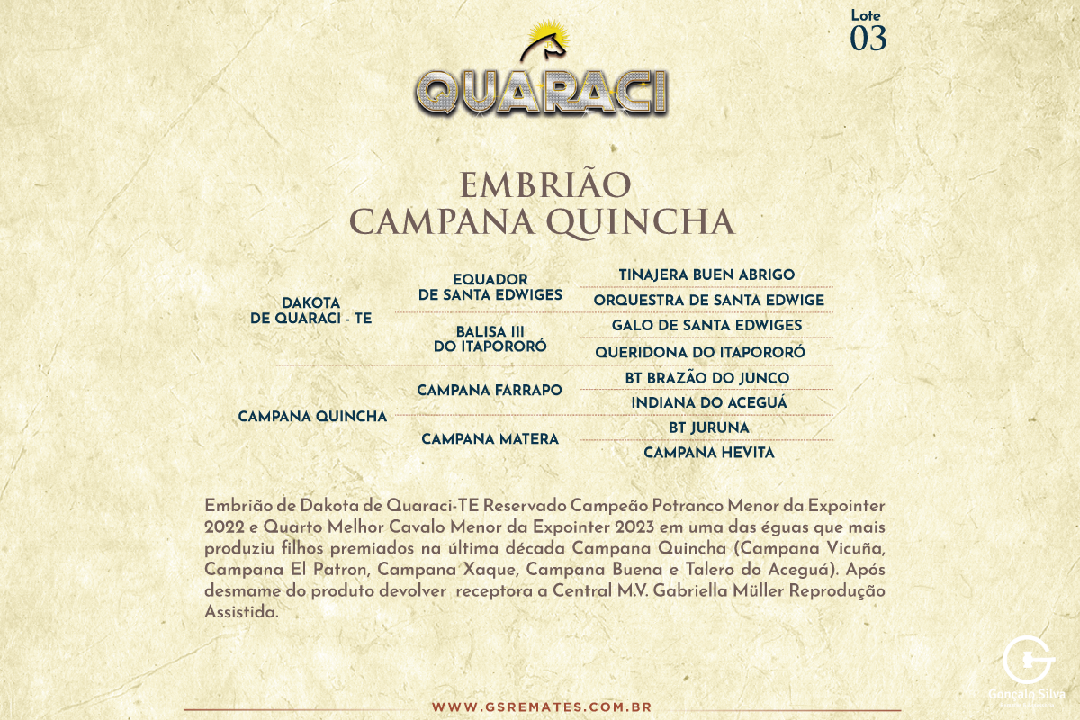 Lote 03 do leilão LEILÃO VIRTUAL QUARACI - Liquidação Parcial (Capitulo ...