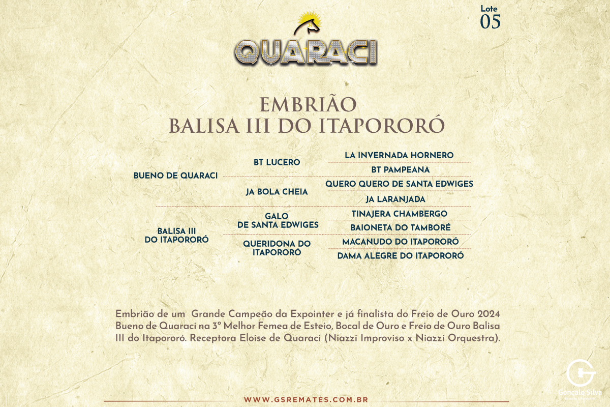 Lote 05 do leilão LEILÃO VIRTUAL QUARACI - Liquidação Parcial (Capitulo ...